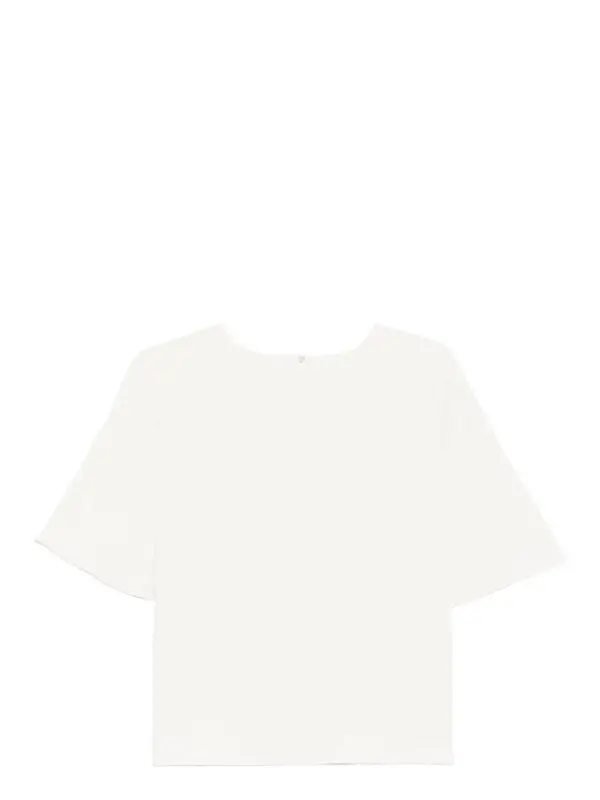 P.a.r.o.s.h Crew Neck Short Sleeve Top With Rear Slit Detail - White