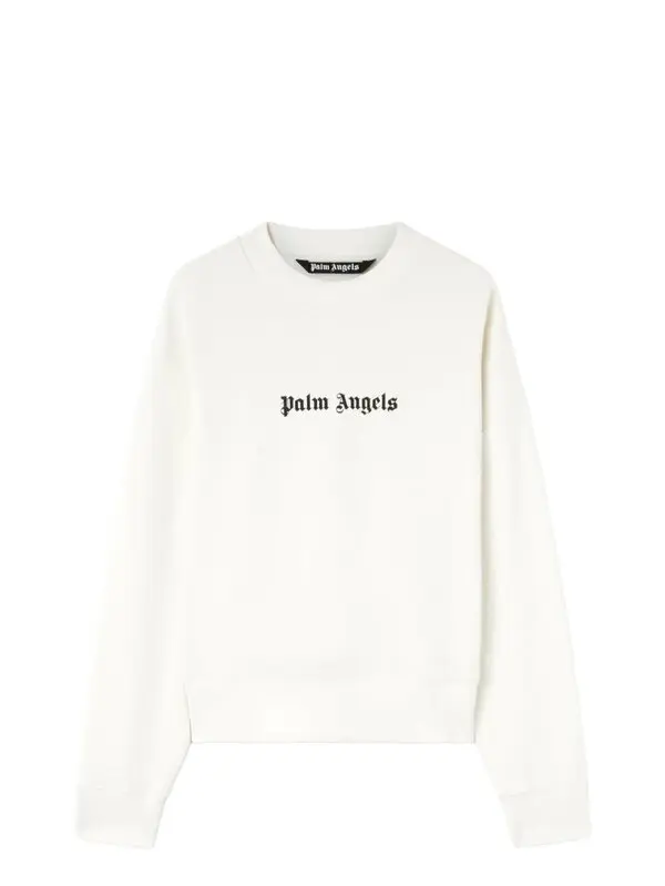 Palm Angels Logo Print Crewneck Sweatshirt - White