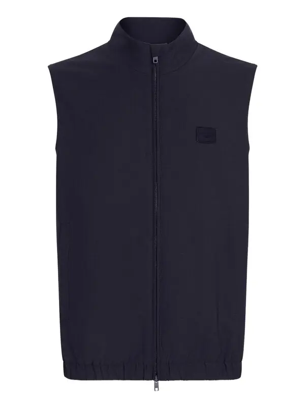 Dolce & Gabbana Sleeveless Zip-up Vest With Logo Patch - Blue