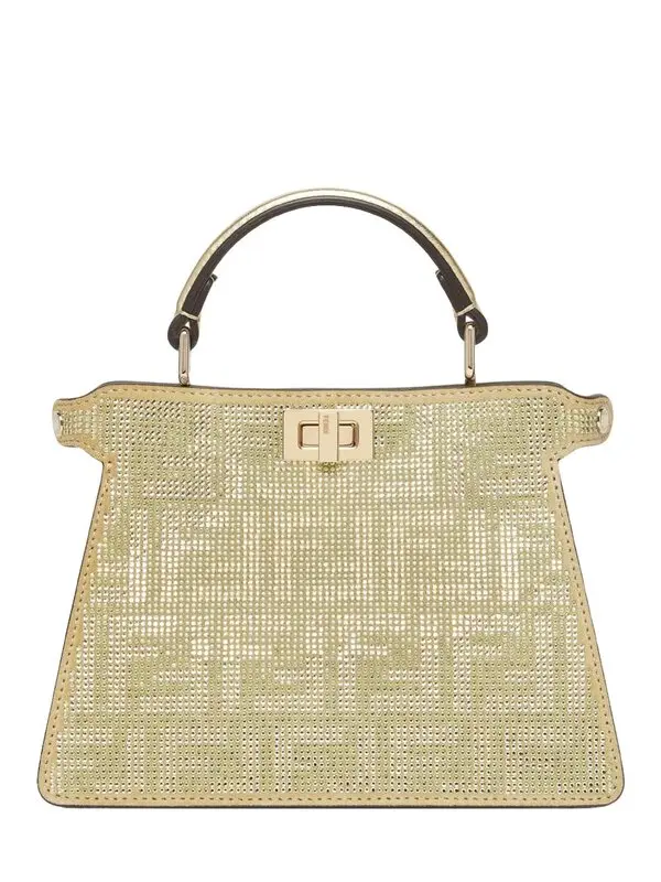 Fendi Champagne-coloured Suede Bag With Ff Embellishments - Gold