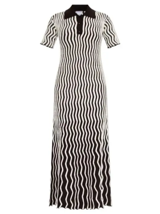 Bottega Veneta Two-toned Striped Knit Maxi Dress - Black