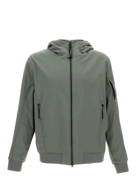 C.P. COMPANY Hooded Logo Plaque Zip-up Jacket - Gray