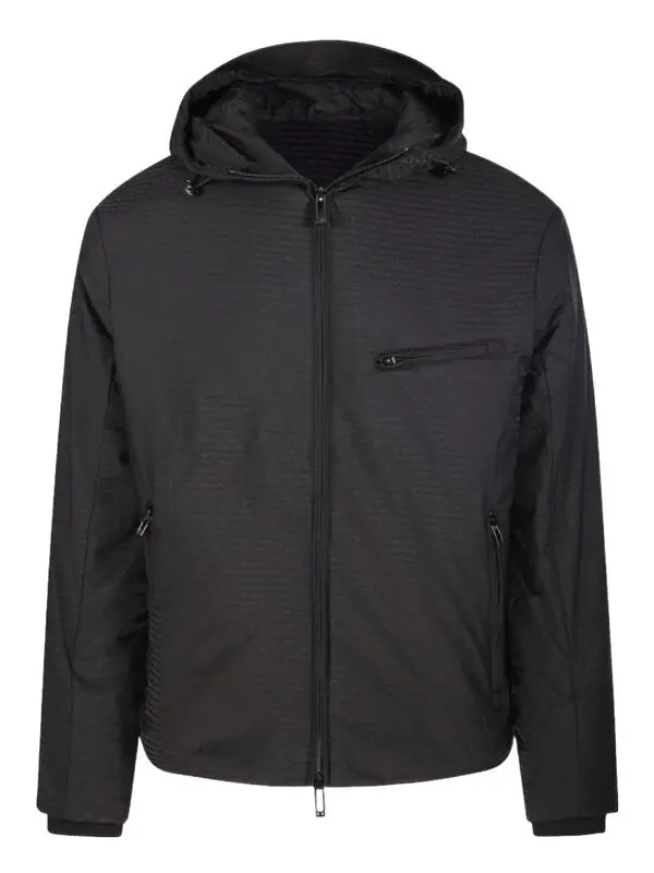 Emporio Armani Zip-up Padded Hooded Jacket - Black