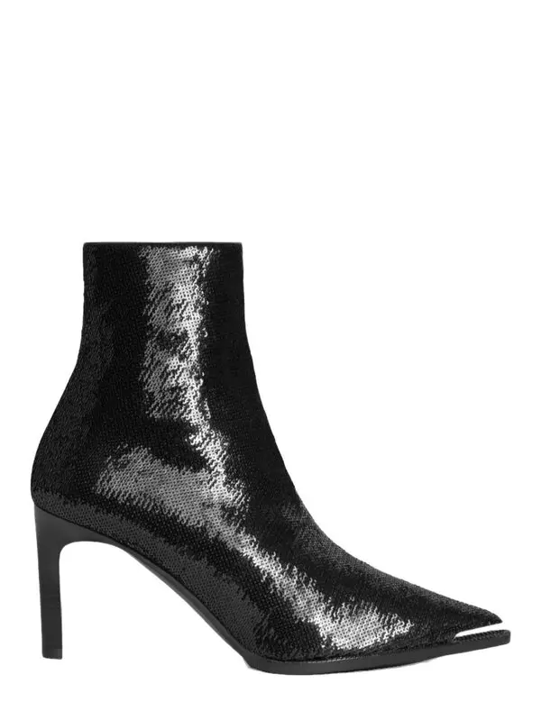Celine Verneuil Sequin Ankle Boots With Metal Toe - Black