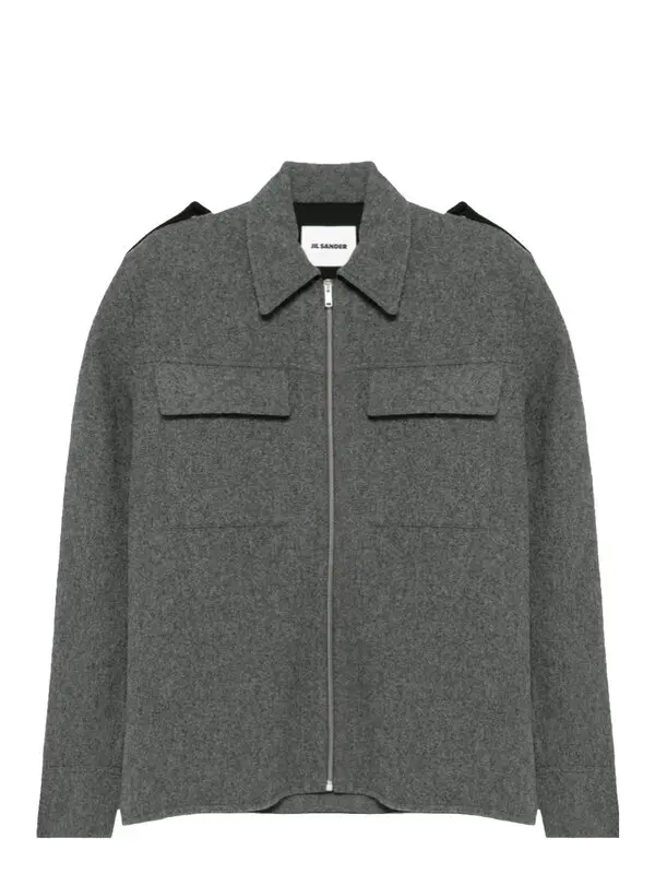 JIL SANDER Textured Zipped Shirt - Medium Grey