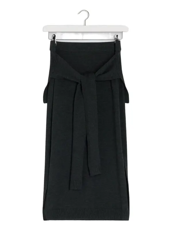 LEMAIRE Ribbed Knit Midi Skirt With Side Slits - Anthracite