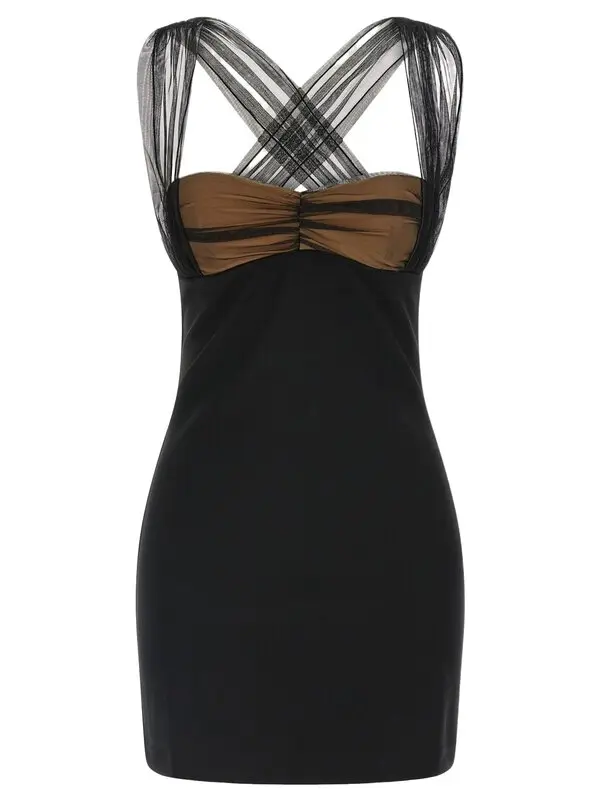 NENSI DOJAKA Draped Padded Cup Mini Dress - Black