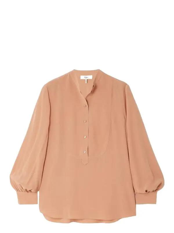 Chloé Long Sleeve Shirt With Pleated Details - Nude