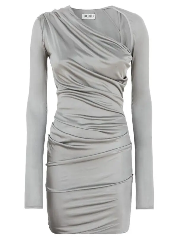 Attico Asymmetric Neck Mini Dress - Grey