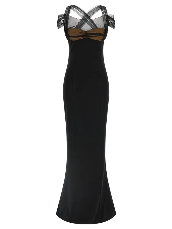 NENSI DOJAKA Draped Padded Cup Maxi Dress - Black