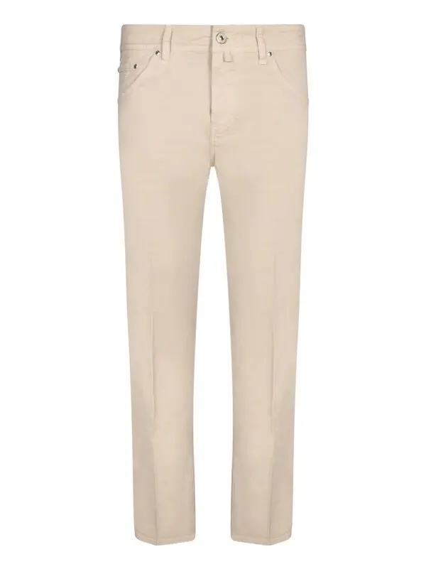 Jacob Cohen Logo Patch Straight Leg Pants - Beige