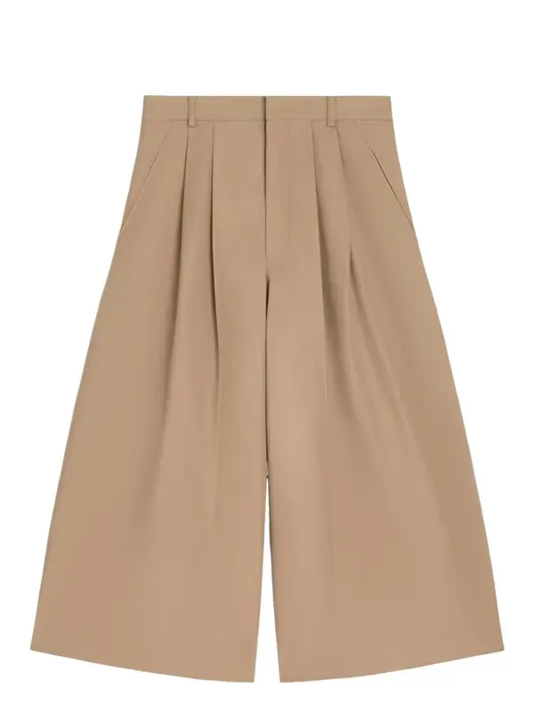 Celine Cropped Trousers In Cotton And Wool Gabardine - Light Brown