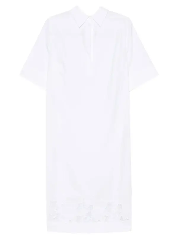 P.a.r.o.s.h Embroidered Midi Shirt Dress - White