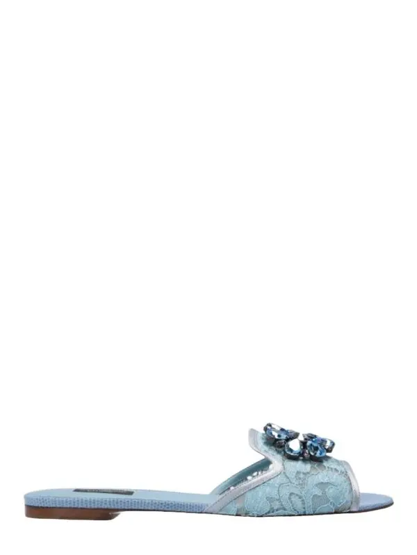 Dolce & Gabbana Bianca Lace Detailed Sandals - Blue
