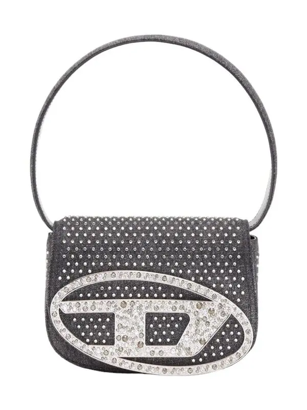 DIESEL® 1dr Embellished Denim Shoulder Bag - Gray