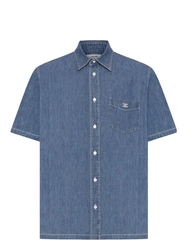 Celine Short-sleeved Shirt In Cotton Denim - No