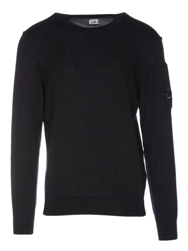 C.P. COMPANY Logo Patch Cotton Jumper - Black