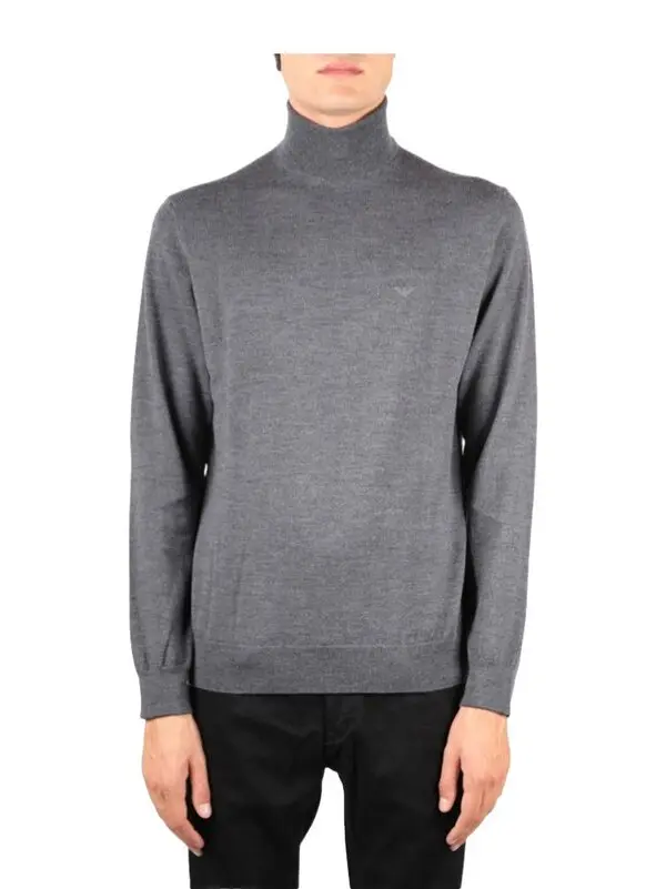 Emporio Armani High-neck Knitted Pullover - Gray