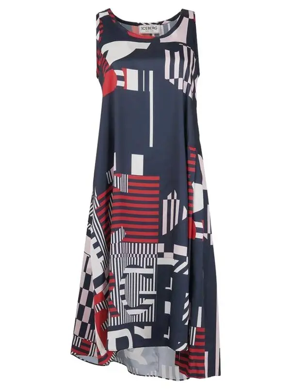 Iceberg Sleeveless Printed Dress - Black