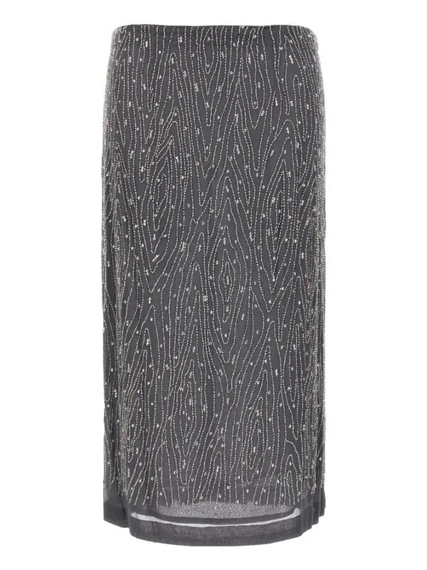 P.a.r.o.s.h Rhinestone Embellished Midi Skirt - Black