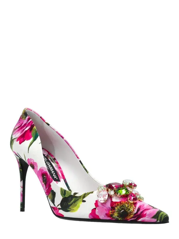 Dolce & Gabbana Floral Crystal Embellished Stiletto Pumps - Multicolor