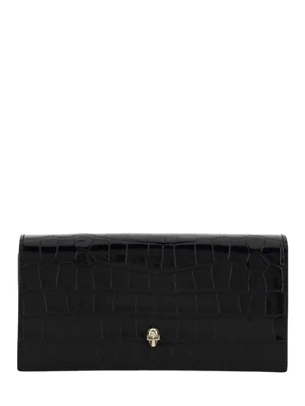 Alexander McQueen Skull Embossed Clutch Bag - Black