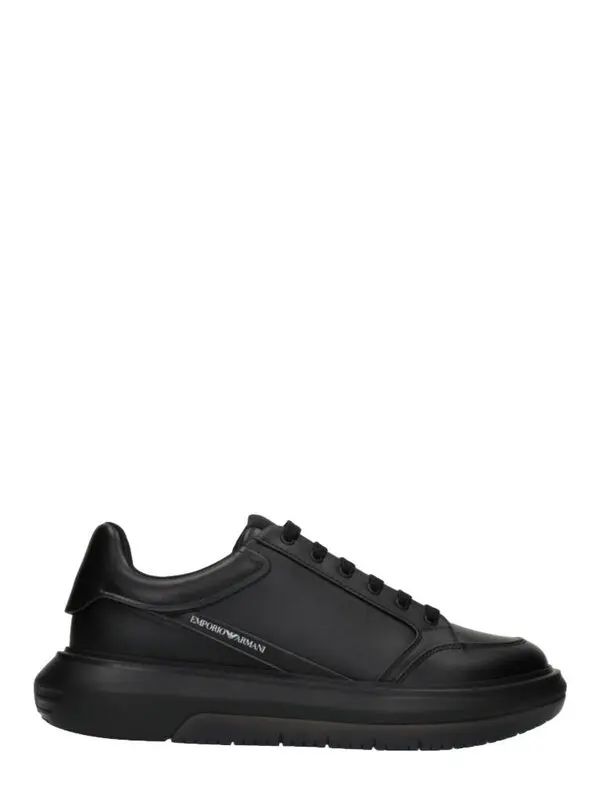 Emporio Armani Logo Printed Lace-up Sneakers - Black