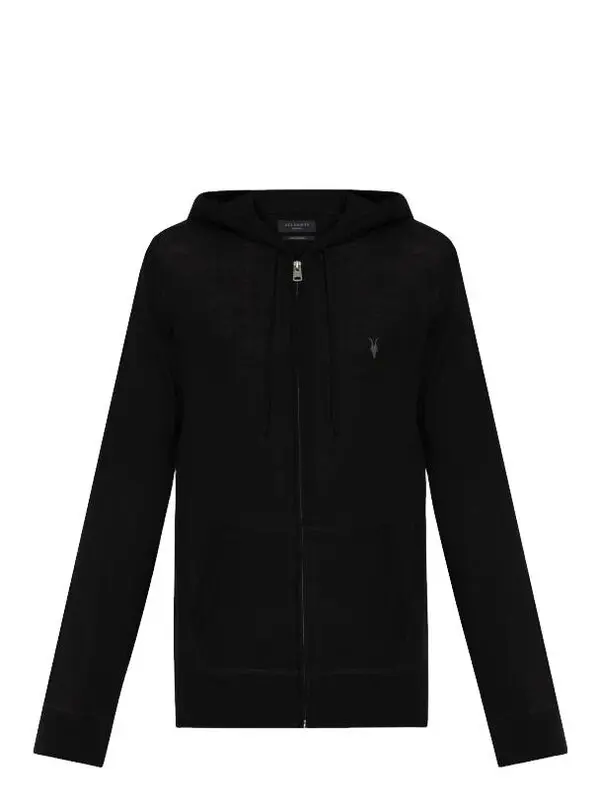 ALLSAINTS Zip-up Hooded Sweater With Logo Detail - Black