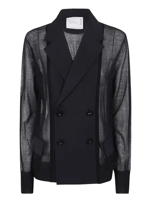 Sacai Double-breasted Panelled Jacket - Black