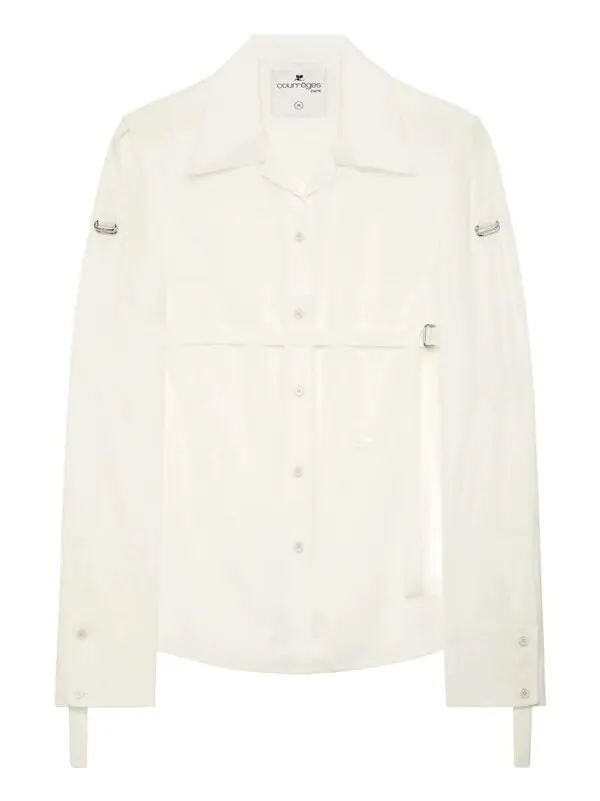 COURREGES Lapel Long-sleeved Shirt - White