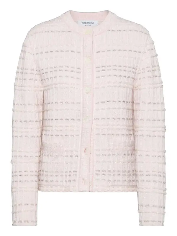 Thom Browne Seersucker Cotton Cardigan - White