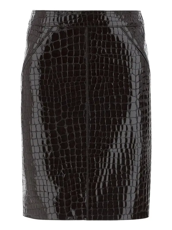 TOM FORD Embossed Leather Mini Skirt - Black
