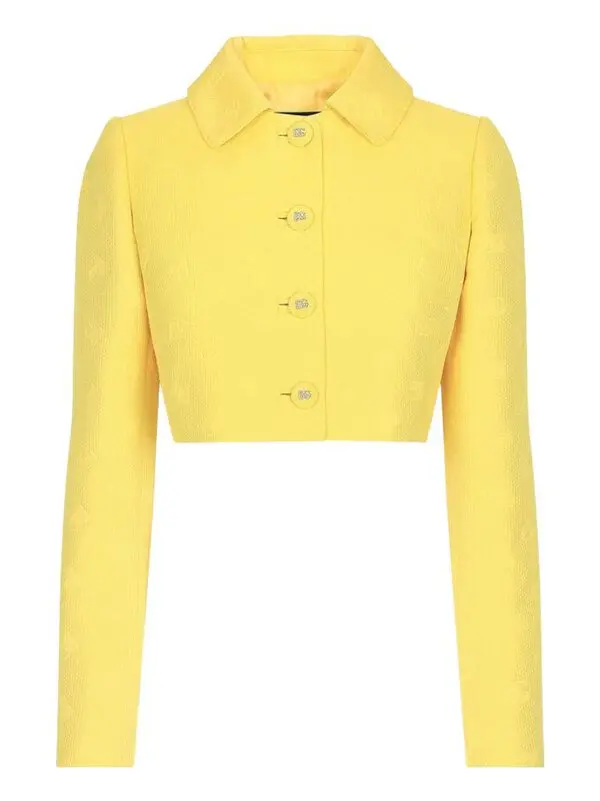 Dolce & Gabbana Dg Logo Quilted Jacquard Jacket - Yellow