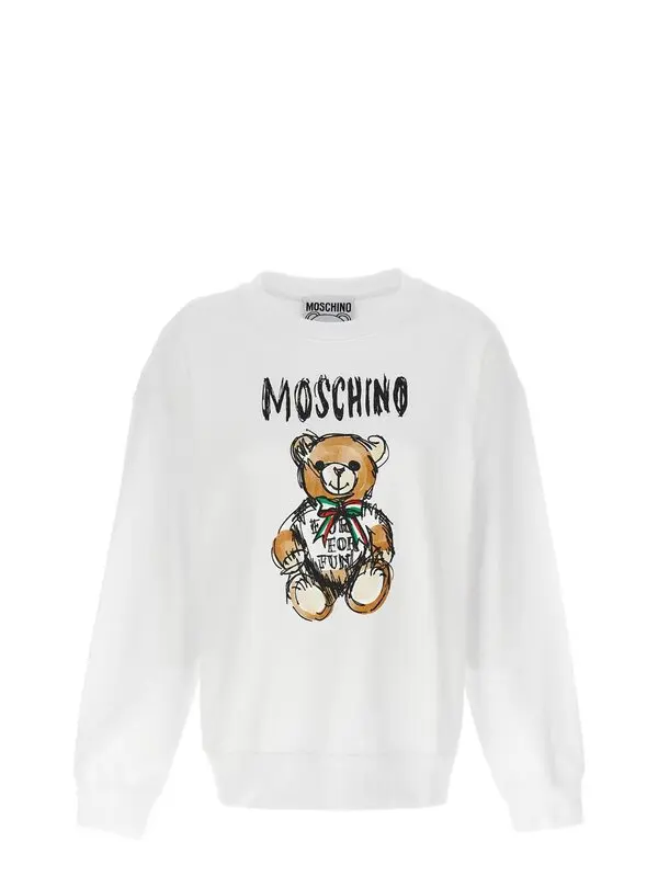 Moschino Teddy Bear Printed Crewneck Sweatshirt - White