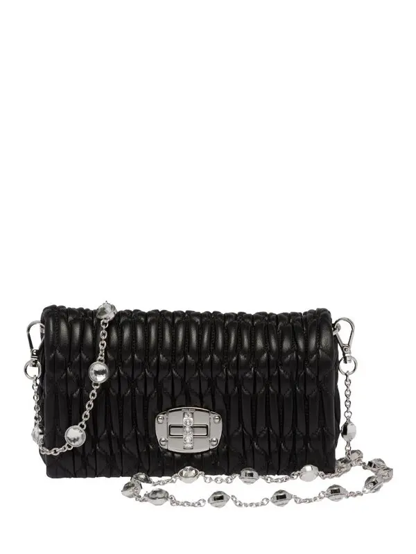 Miu Miu Crystal Nappa Leather Mini-bag - Black