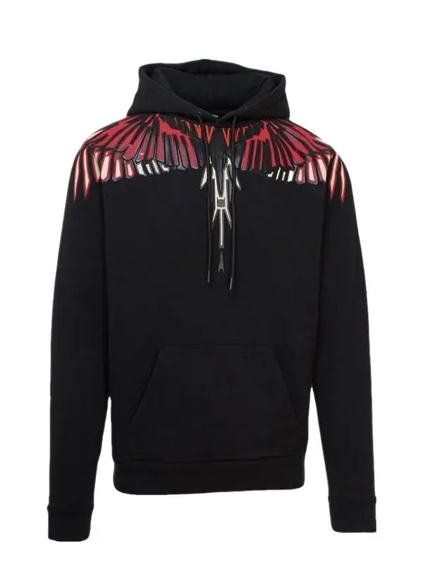 MARCELO BURLON COUNTY OF MILAN Geometric Wing Print Hooded Hoodie - Black