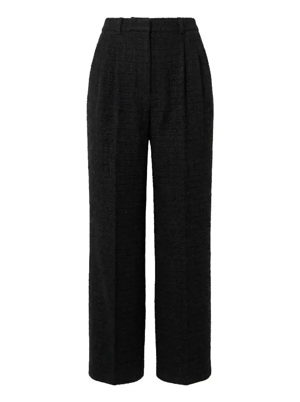 Gucci High-waisted Tweed Trousers - Black