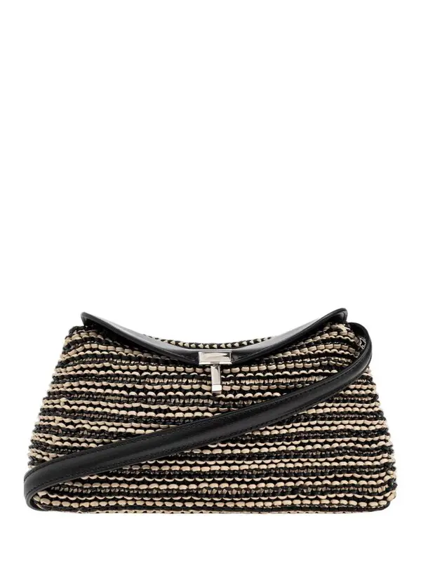 TOTEME T-lock Woven Shoulder Bag - Black