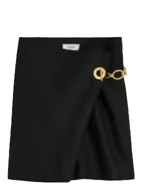 Celine Mini Skirt In Mohair Wool With Chain Detail - Black