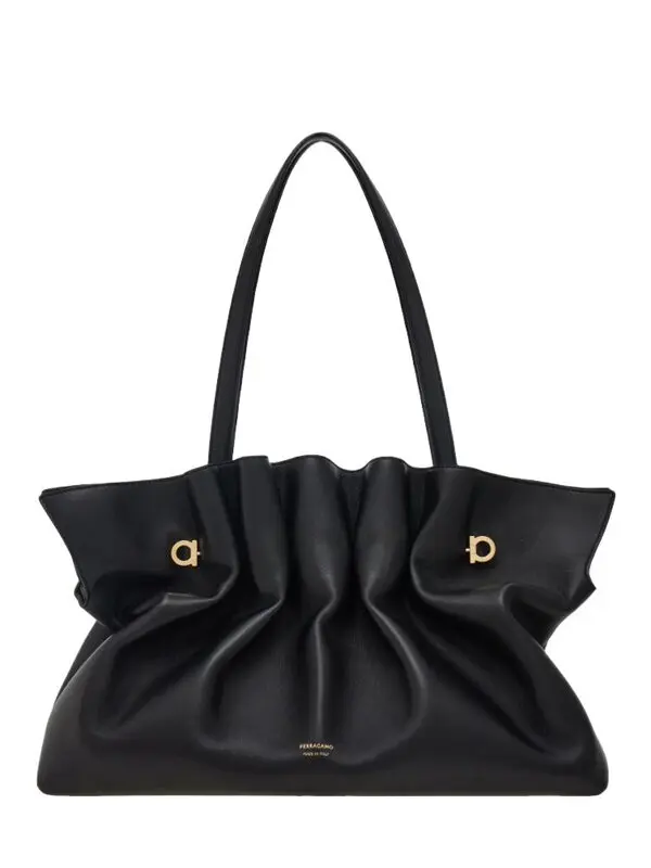 FERRAGAMO Soft Gancio Bag - Black