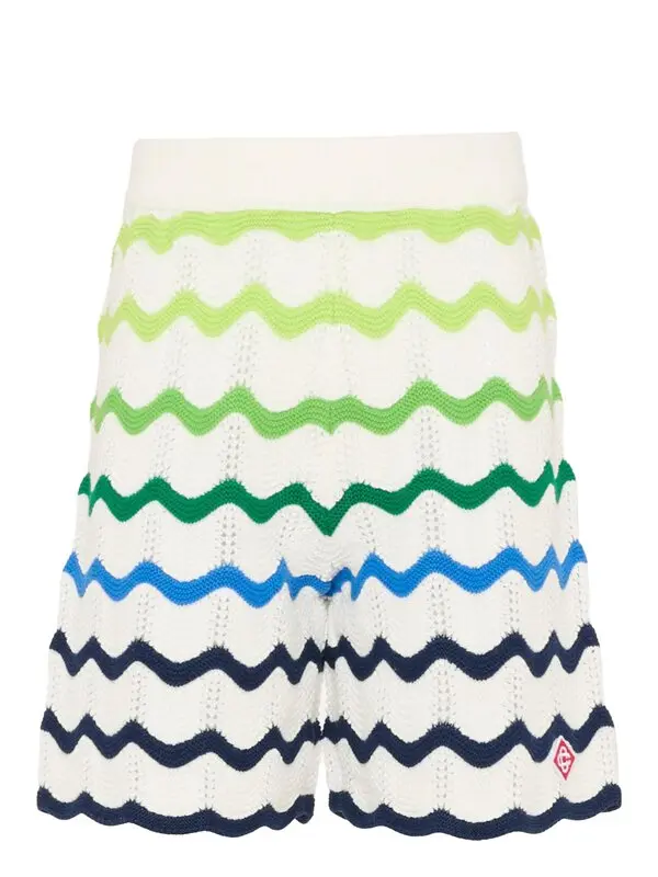 Casablanca Openwork Knit Shorts - White