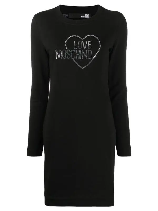Moschino Embellished Logo Detail Dress - Black