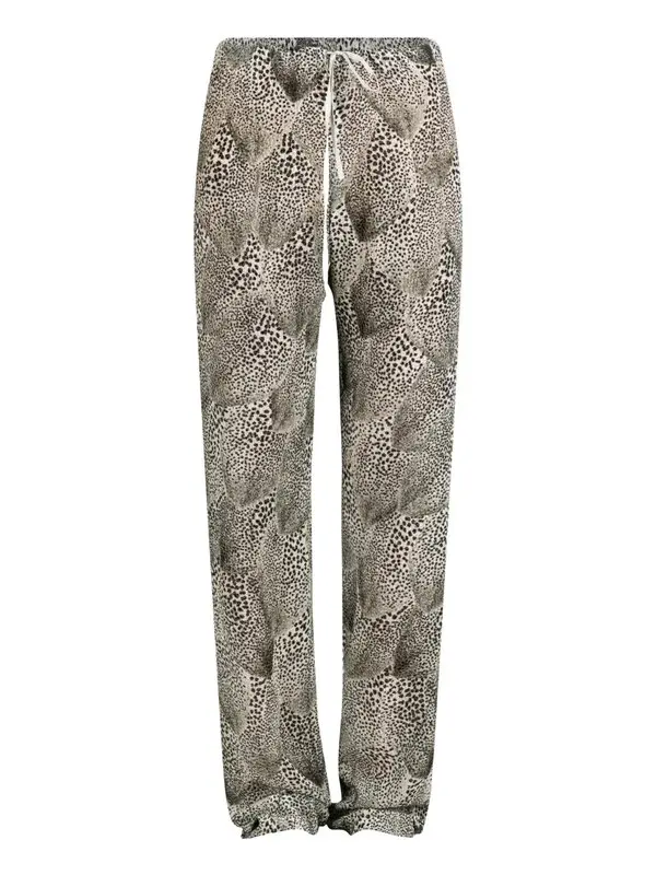 Dries Van Noten Leopard Print Drawstring Pants - Black