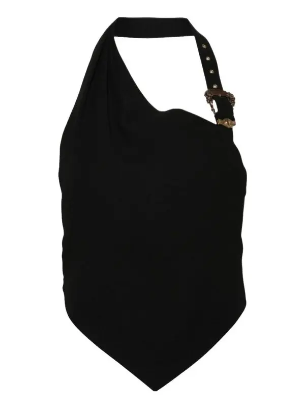 Versace Baroque Buckle Cropped Top - Black