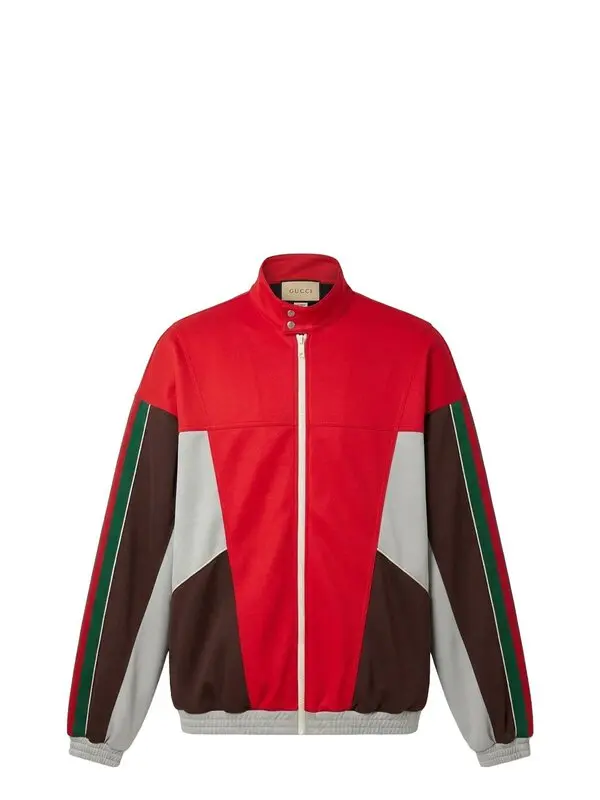 Gucci Web Striped Detail Zipped Sweatshirt - Red