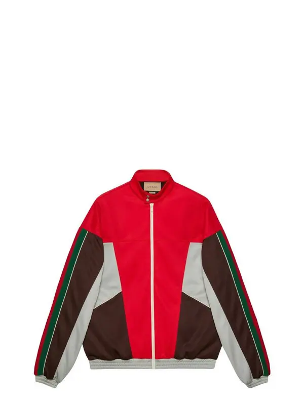 Gucci Web Striped Detail Zipped Sweatshirt - Red