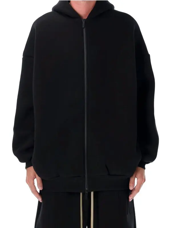 Fear Of God Long Sleeve Zip Up Hooded Sweatshirt - Black