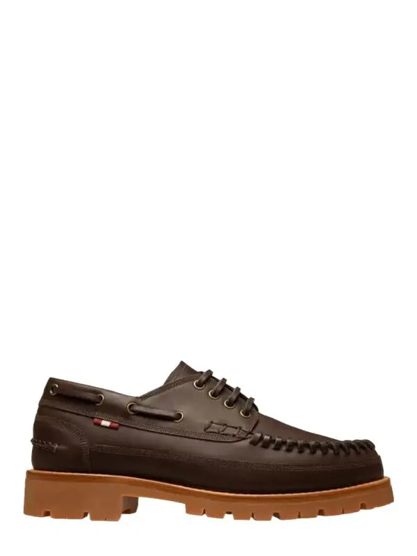 Bally Leather Loafers With Lock Sewing Detail - Brown