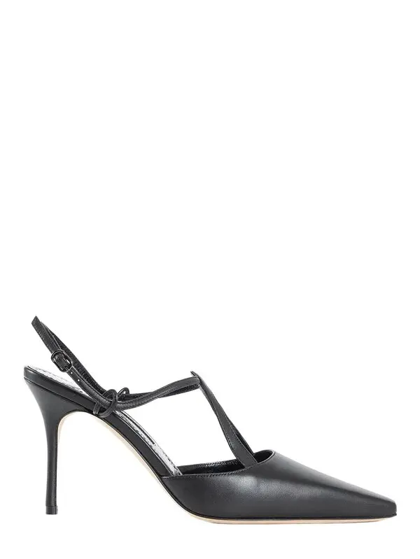 Manolo Blahnik Slingback High Heel Sandals With Buckle Detail - Black