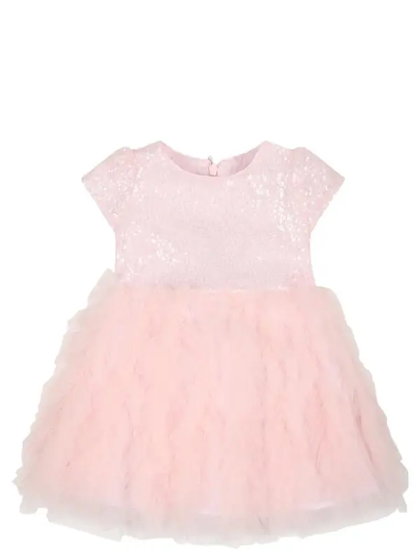 Monnalisa Ruffled Tulle Flared Dress - Pink